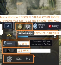 HizliTeslim - 2 MADALYALI 335 TL CS GO ENVANTERLİ Forza Horizon 5 War ...