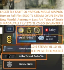 HizliTeslim - 3 MADALYALI 7 LV 275 TL CS GO ENVANTERLİ New WorldAete ...