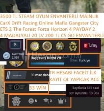HizliTeslim - 4 MADALYALI 20 LV TR HESABI 200 TL CS GO ENVANTERLİ ETS ...