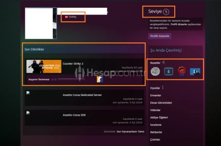 HizliTeslim - 2 MADALYALI 9 LV TR HESABI 500 TL CS GO ENVANTERLİ FACE ...